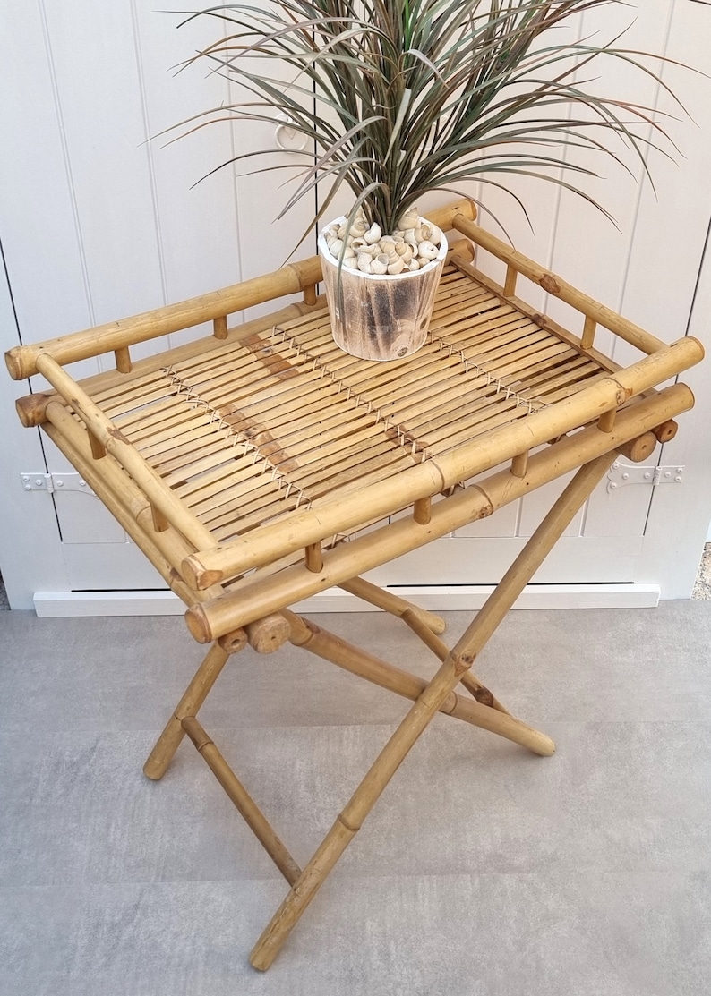 Vintage Bamboo Table Tray Folding Tray Table Bamboo Butler - Etsy