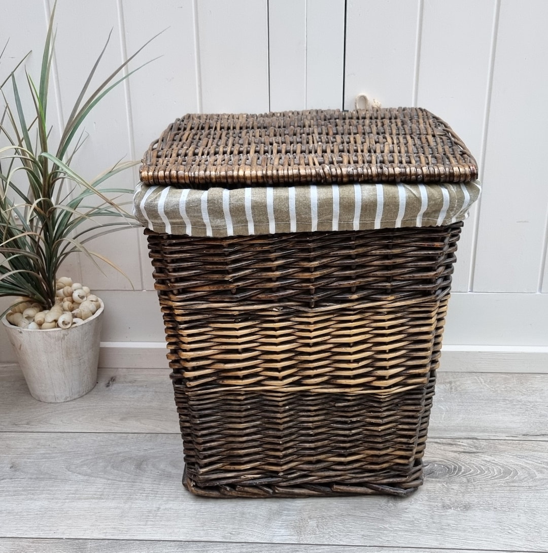 Large Wicker Laundry Basket, Lidded Wicker Basket, Square Wicker Basket ...