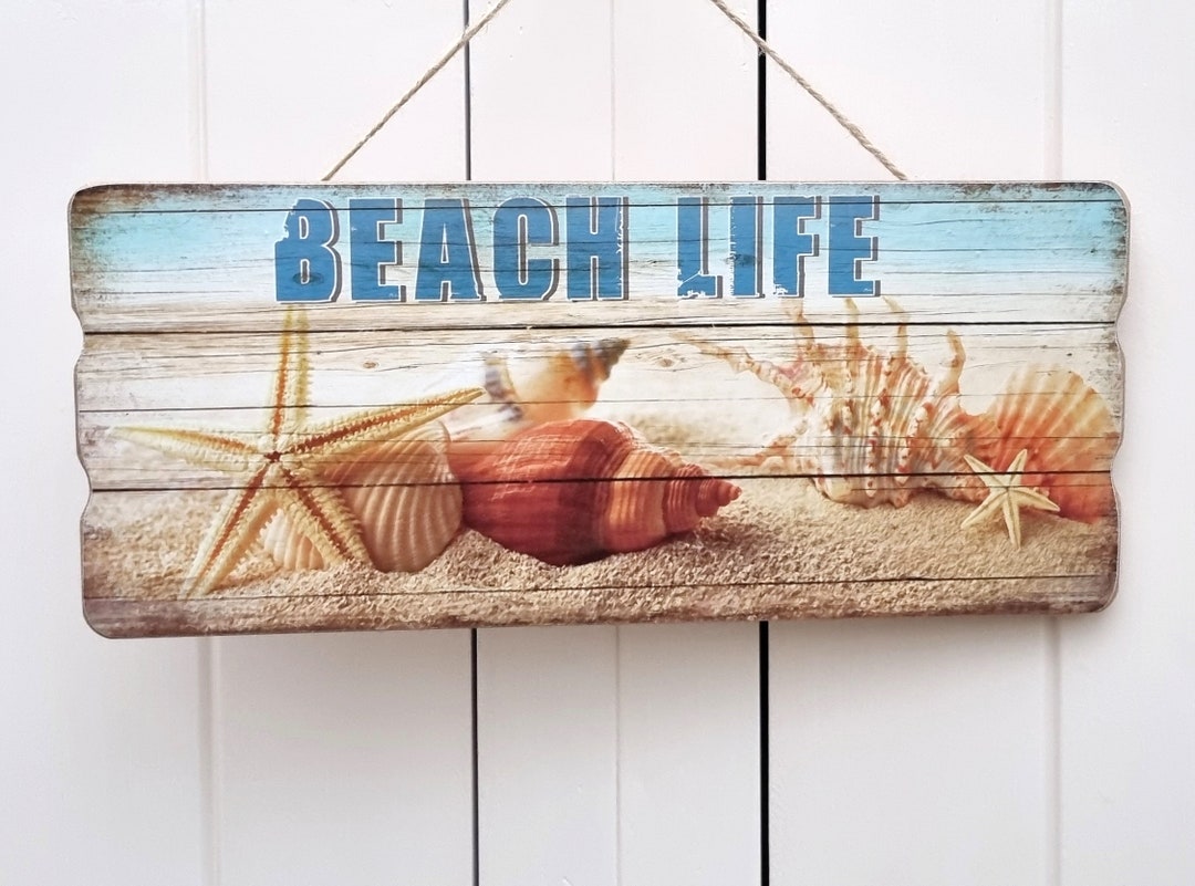 Coastal Wooden Sign Beach Life, Coastal Wall Decor, Beach House ...