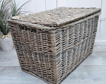 Large Square Wicker Basket, Lidded Wicker Basket, Wicker Trunk, Wicker ...