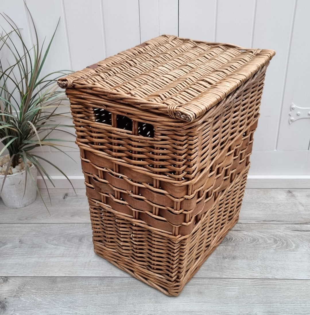 Large Wicker Laundry Basket, Lidded Wicker Basket, Wicker Basket With ...