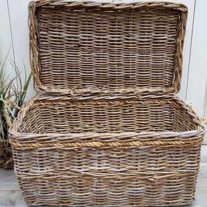 Large Rectangular Wicker Basket, Lidded Wicker Basket, Wicker Trunk ...