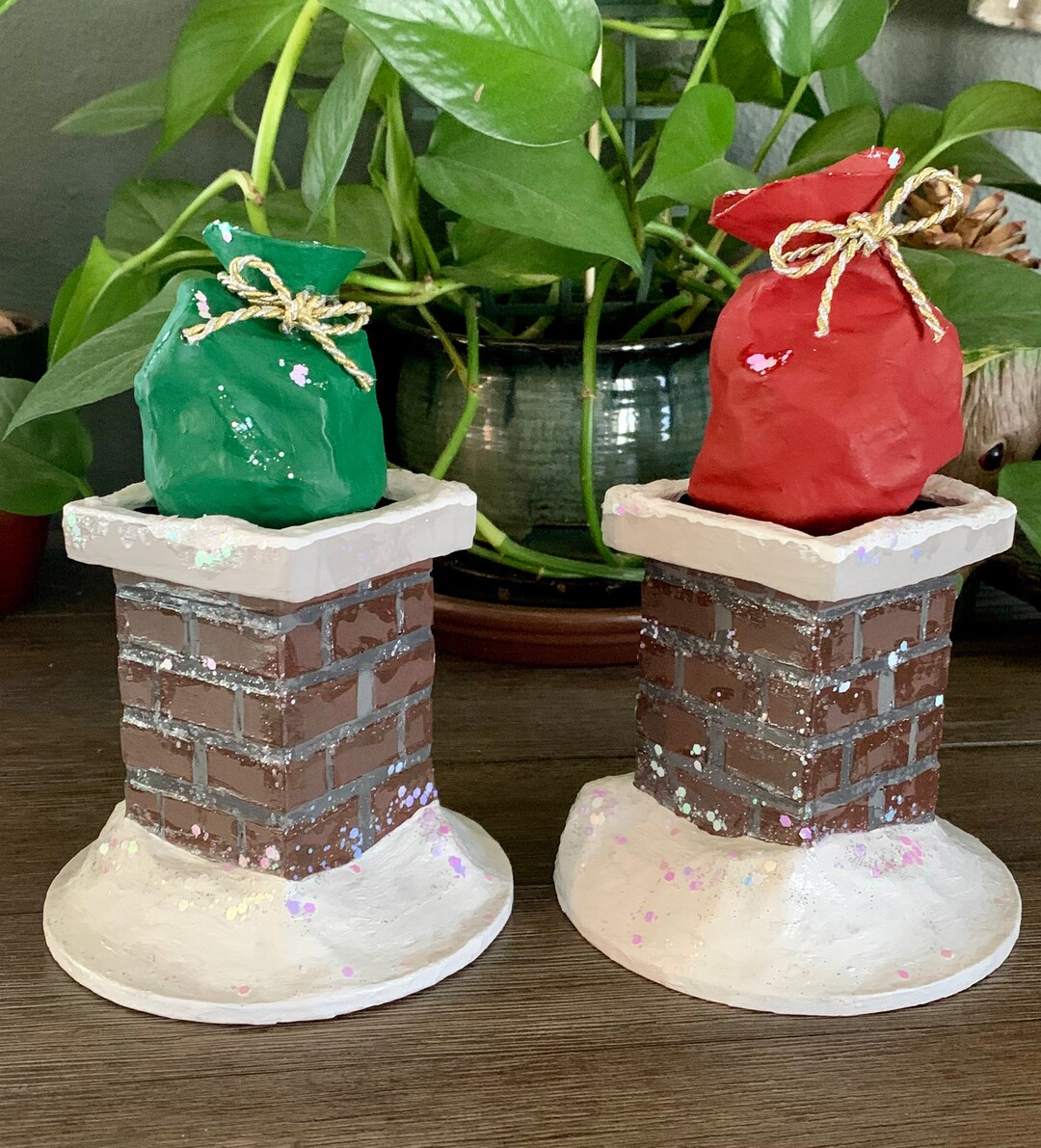 Paper Mache Chimney With Santa Sack - Etsy