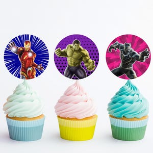 Printable Superhero Cupcake Toppers - 12 Designs - Digital Download - Etsy