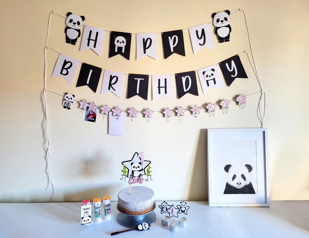 Panda Banner, Happy Birthday Banner, Panda Garland, Panda Party, Panda ...