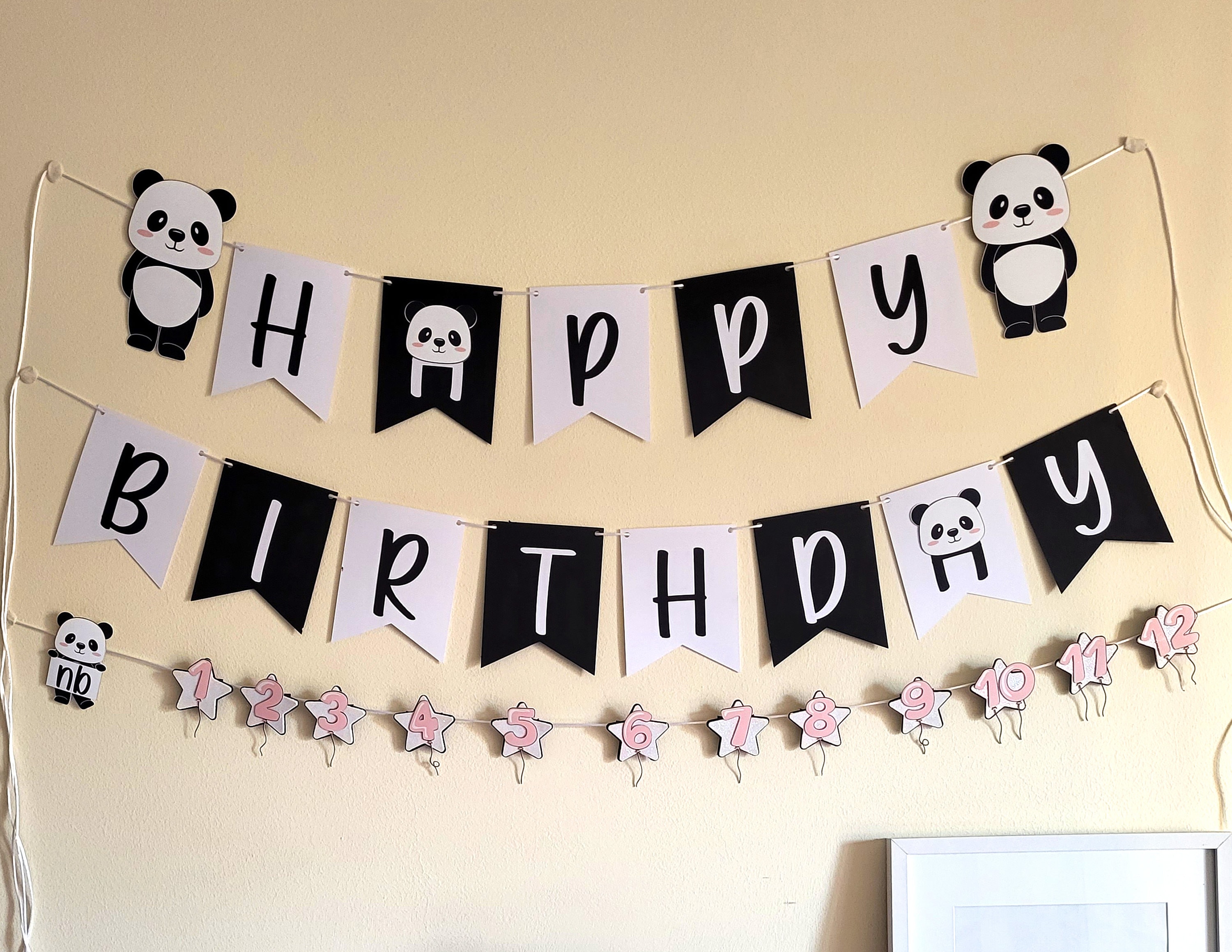 Panda Banner Happy Birthday Banner Panda Garland Panda - Etsy