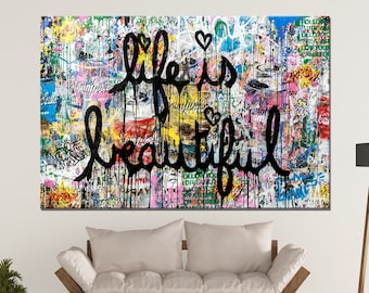 Life is Beautiful Graffiti Art - Etsy