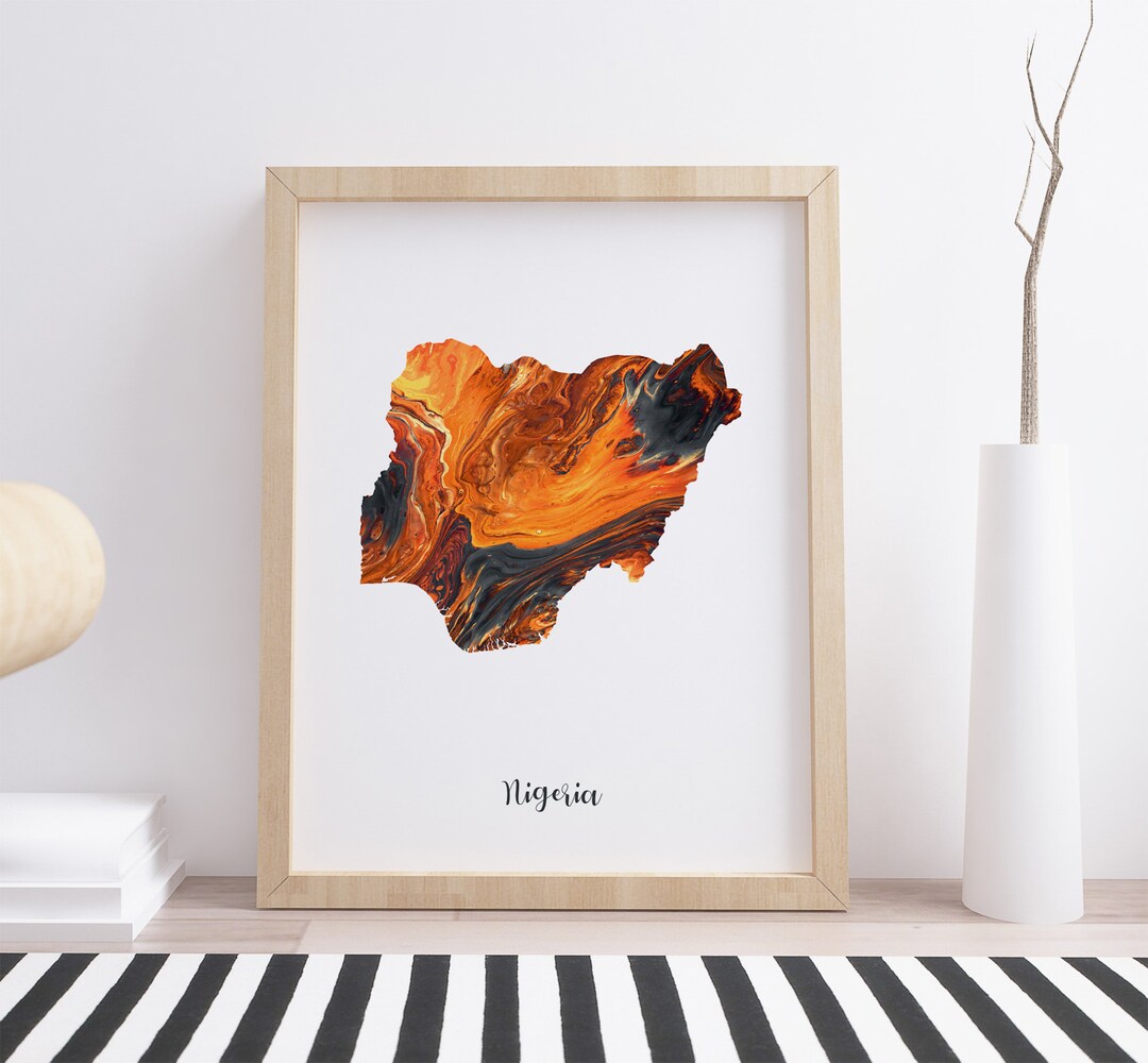 Nigeria Karte Druck Poster Kunst Nigeria Poster Nigeria Wandkunst ...