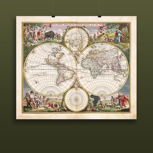 Old World Map Rare Atlas Print, Rare Nova Orbis Tabula 1682 Poster ...