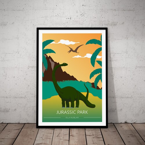 Jurassic Park Poster Isla Nublar Dinosaur Poster Jurassic Park Etsy