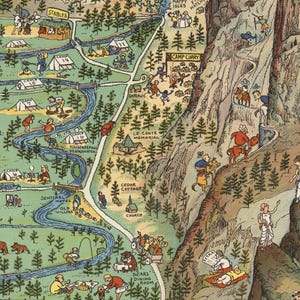 Yosemite Map Jo Mora Poster – Vintage Illustrated Yosemite National ...