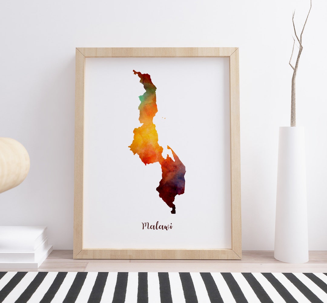 Malawi Map Print Poster Art Malawi Poster Malawi Wall Art Malawi Decor ...