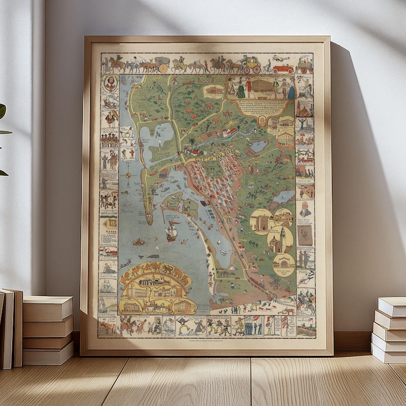 Historic Map San Diego - Etsy