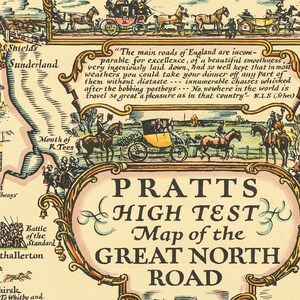 Historical England Map of the Great North Road Print Poster ...