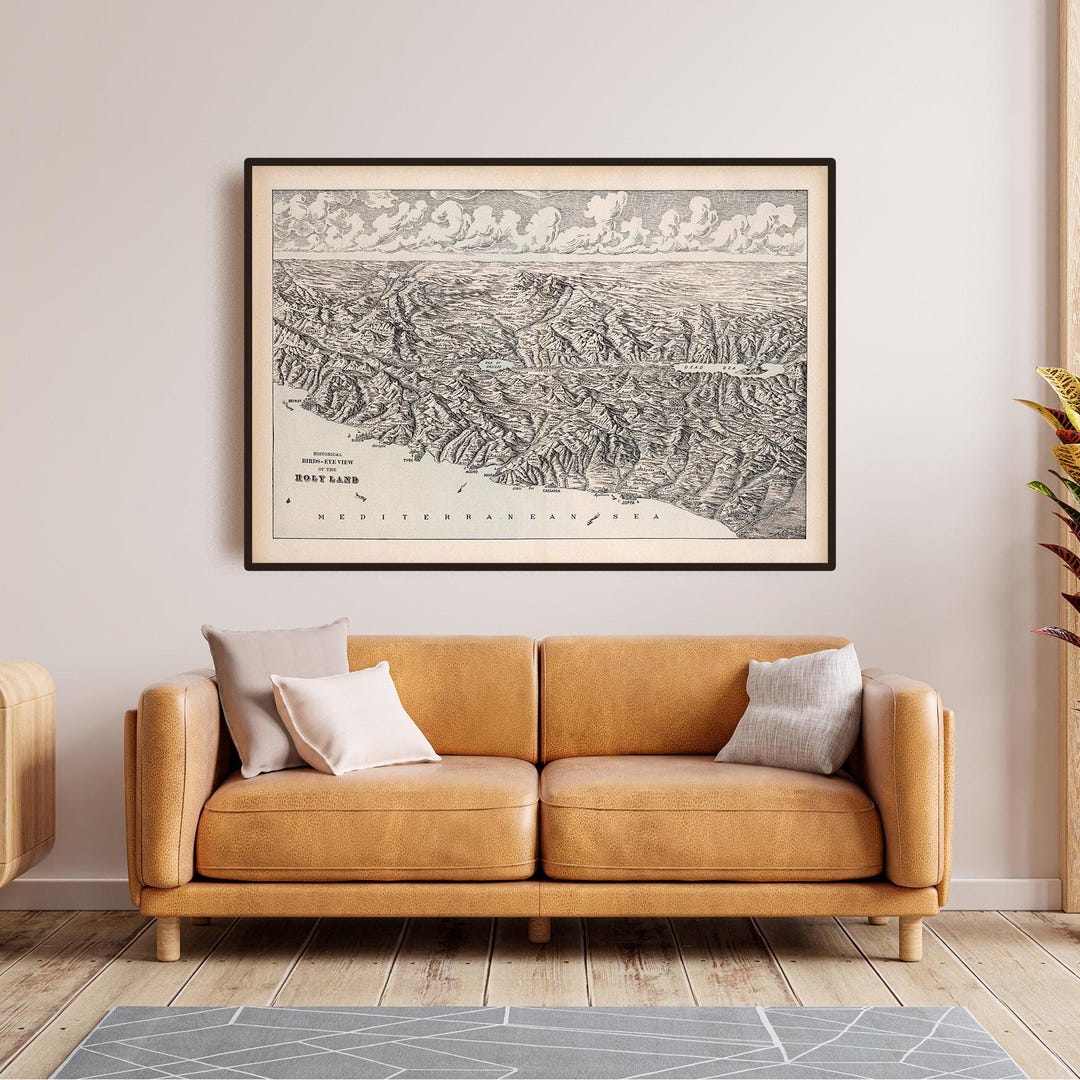 Historical Birds-eye View of the Holy Land Map Poster - Soar Above ...