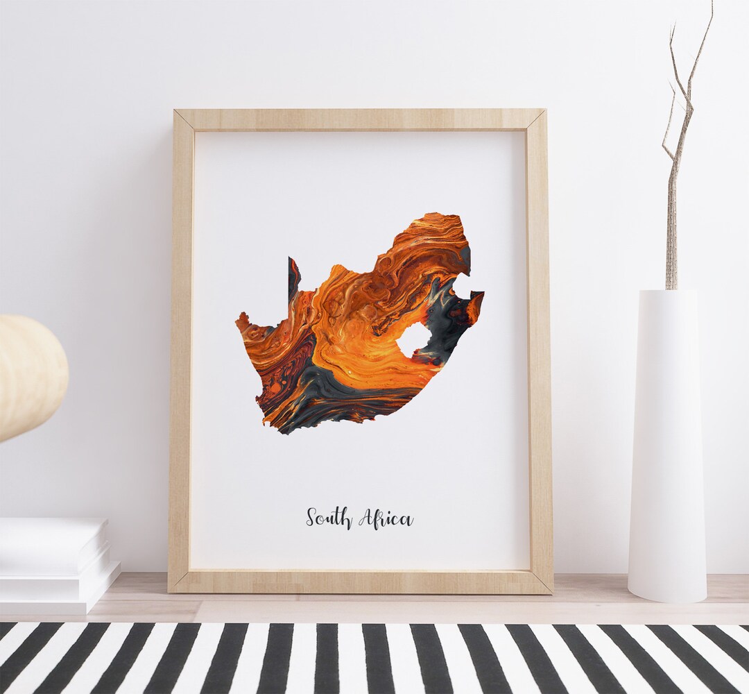South Africa Map Print Poster Art South Africa Poster South Africa Wall ...