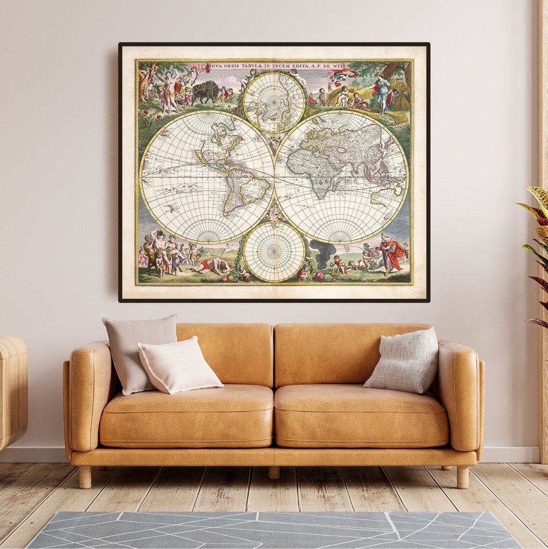 Old World Map Rare Atlas Print, Rare Nova Orbis Tabula 1682 Poster ...