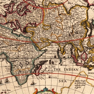 Vintage World Map Poster – 1651 Double Hemisphere Map – Baroque Style ...