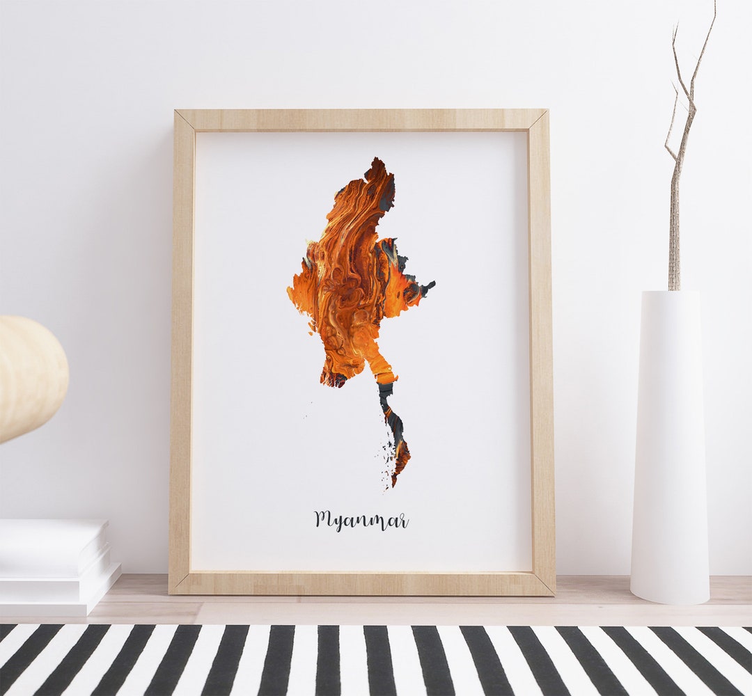 Myanmar Map Print Poster Art Myanmar Poster Myanmar Wall Art Myanmar ...