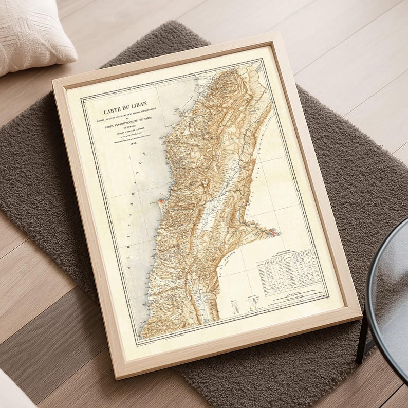 Vintage Map of Lebanon 1862 – Antique French Topographic Map ...