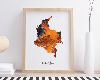 Colombia Map Colombia Art Colombia Poster Country Map Wall Decor Art ...
