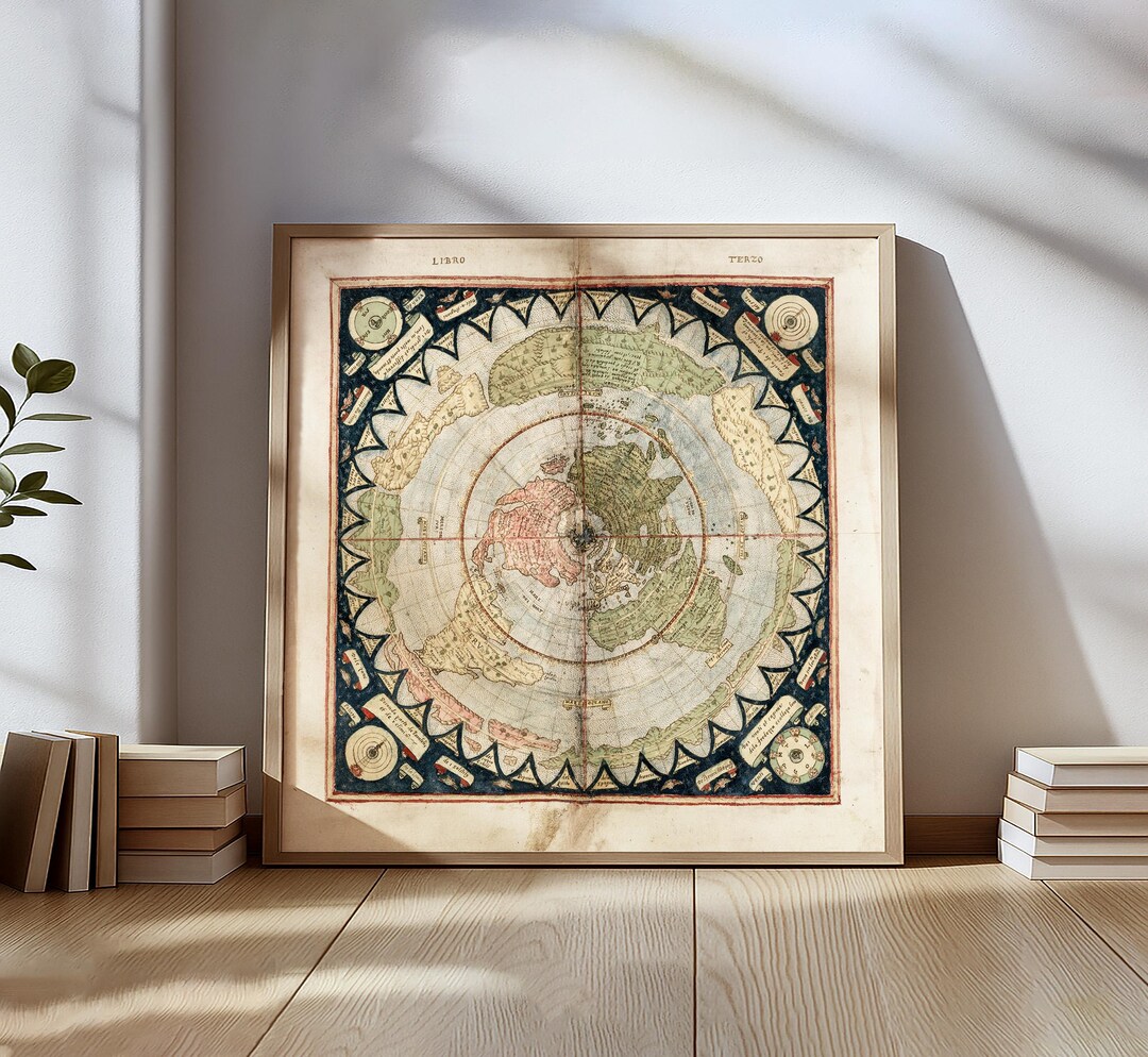 Ancient Flat Earth Map - Antique Medieval World Map Print 15th Century ...