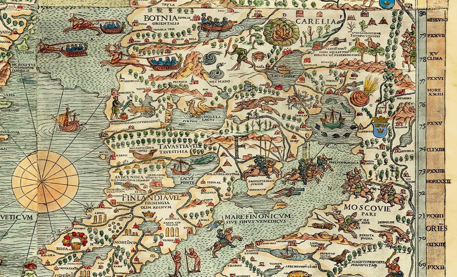 Vintage Scandinavian Sea Monster Map Carta Marina by Olaus Magnus ...