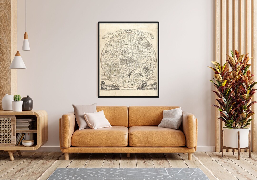 Fairburn’s Map of London – 12-mile Radius Vintage Circular Map - Etsy