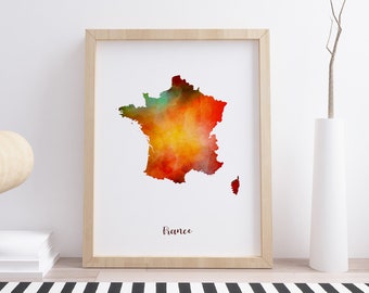 France Map, France Map Art, France Map Print, France Map Poster, Wall ...