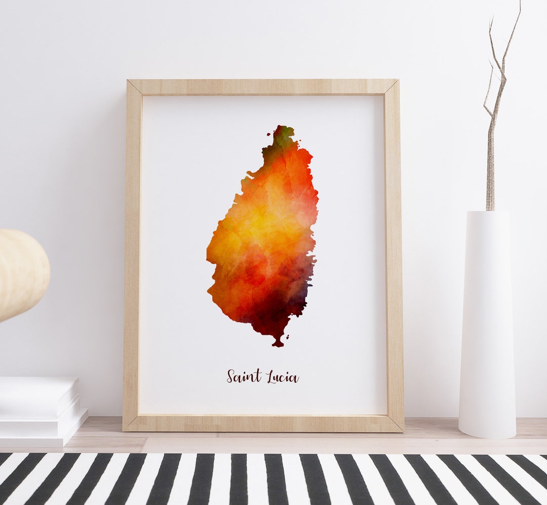 Saint Lucia Map Print Poster Art Saint Lucia Poster Saint Lucia Wall ...