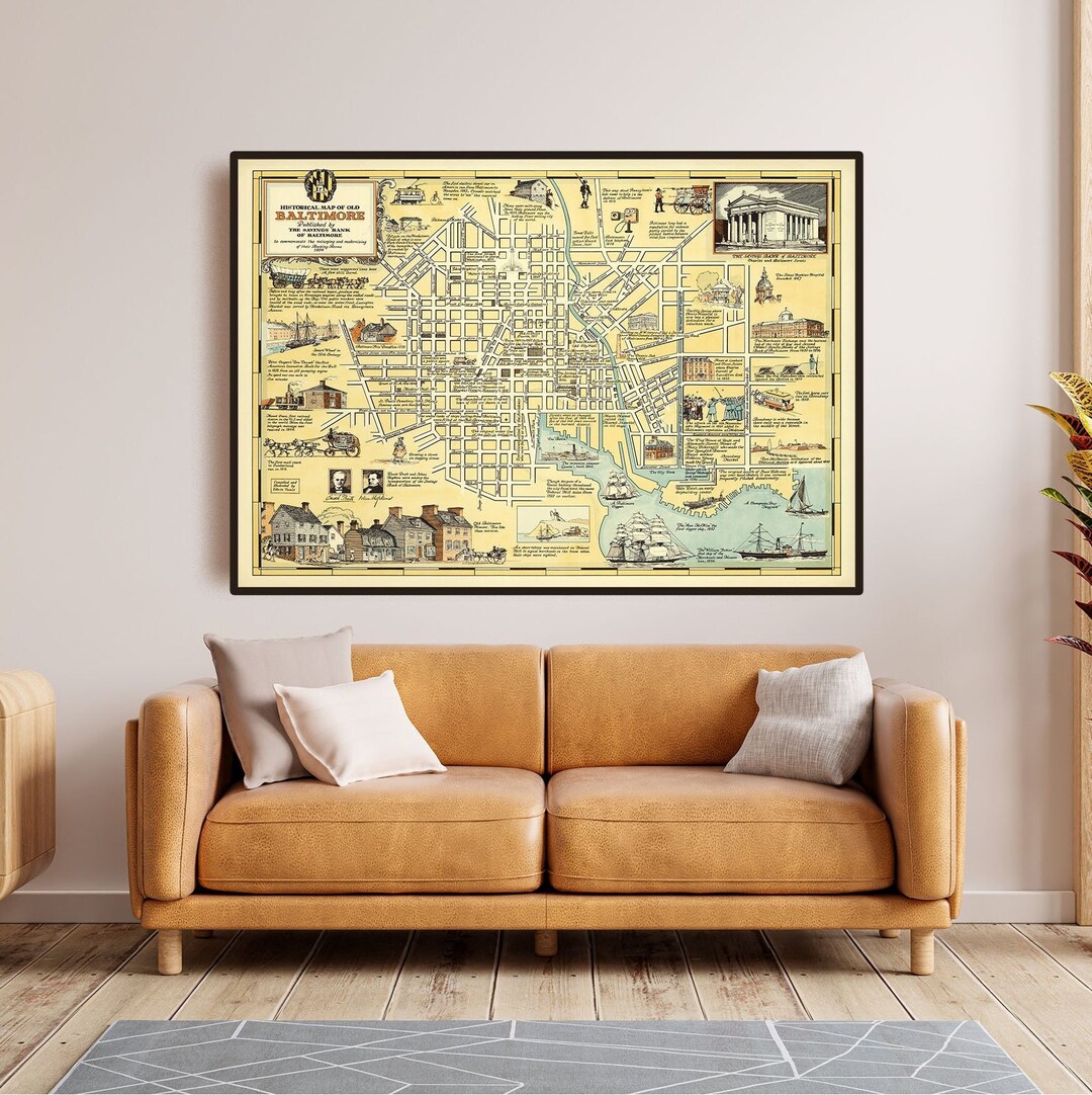 Old Baltimore Historical Map Print: Step Back in Time - Etsy