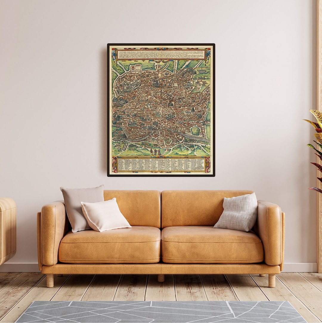 Ancient City of Rome Map Poster Print, Colosseum Pantheon, Large Rome ...