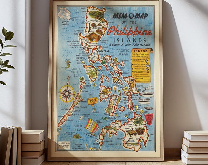 1959 Large Rare Vintage Map of Ilocos Sur, the Philippines - Vigan ...