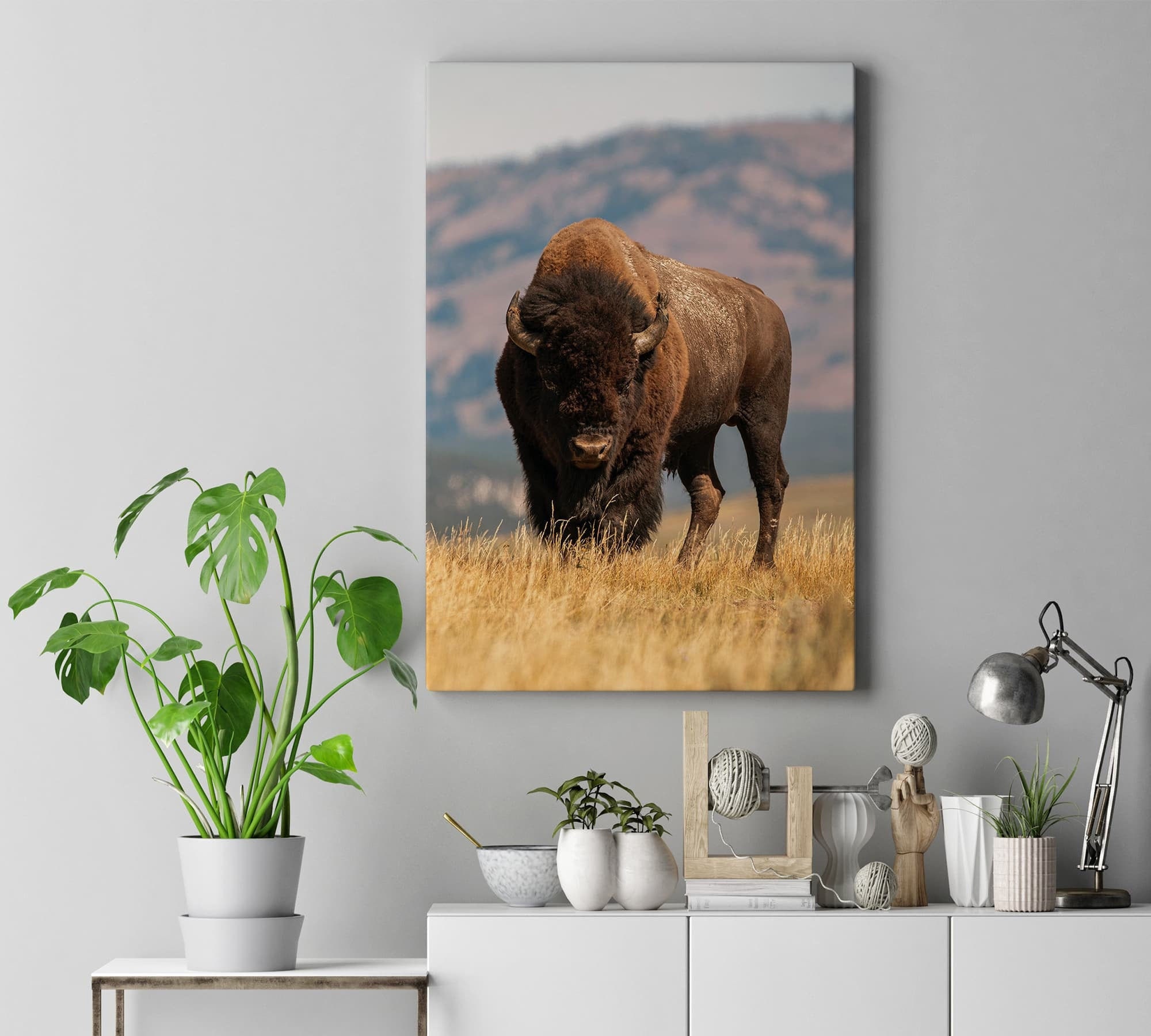 Bison Wall Art Buffalo Canvas Bison Animals Art Bison Decor - Etsy