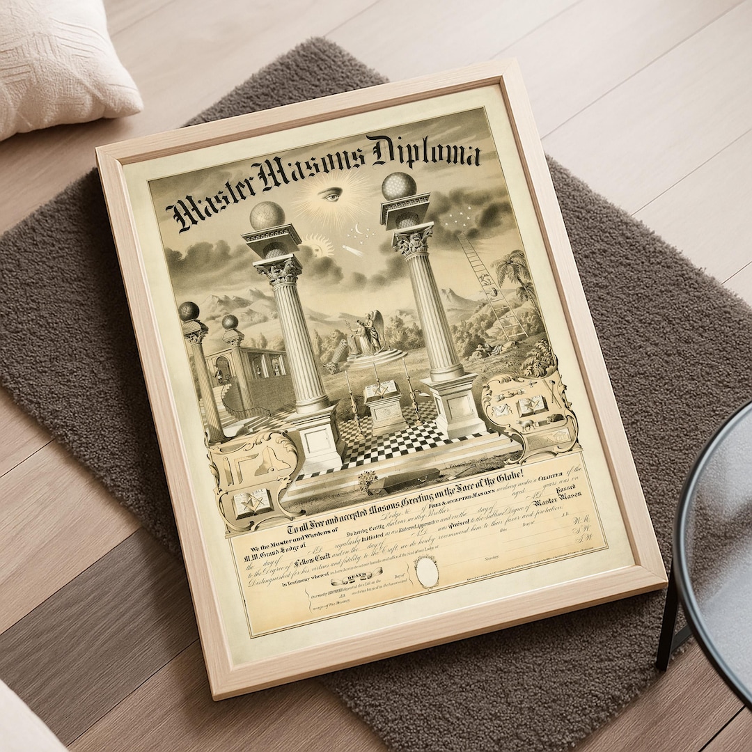 Master Mason’s Diploma Poster – Vintage Freemason Certificate Print ...