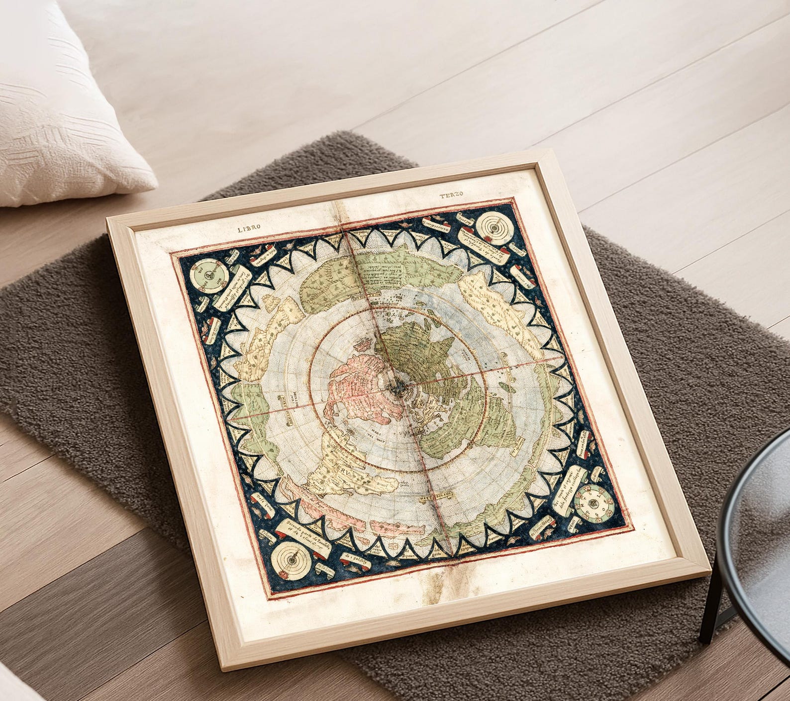 Ancient Flat Earth Map - Antique Medieval World Map Print 15th Century ...