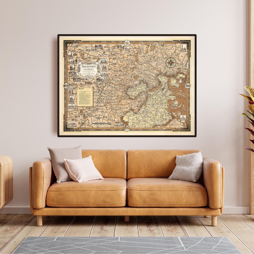 Vintage Boston Pictorial Map – A Stunning Historical Illustration - Etsy