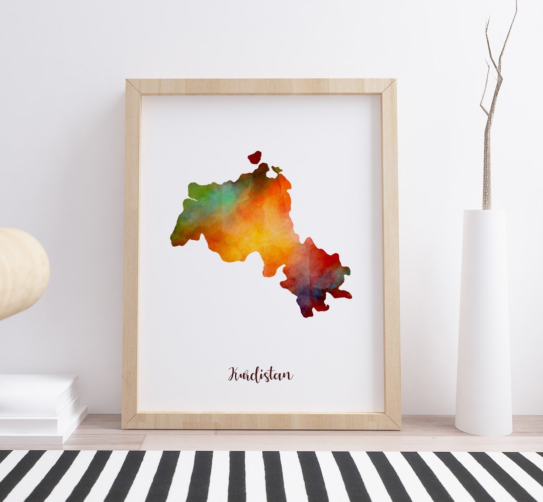 Kurdistan Karte Druck Poster Kunst Kurdistan Poster Kurdistan Wand ...