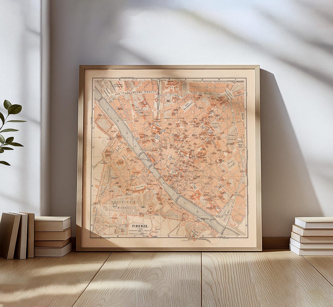 Vintage Florence Map Poster – Antique City Map of Firenze – Italian ...