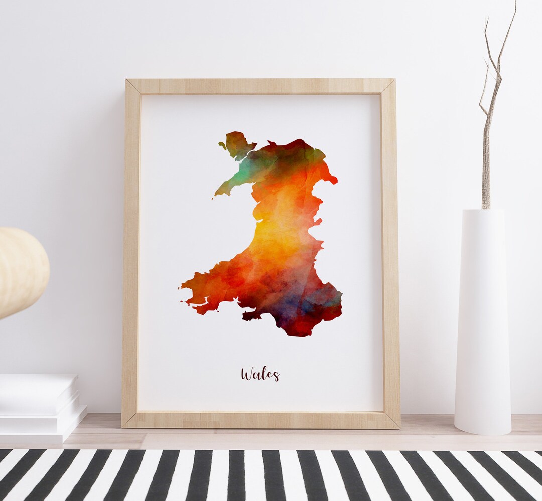 Wales Map Print Poster Art Wales Poster Wales Wall Art Wales Decor ...
