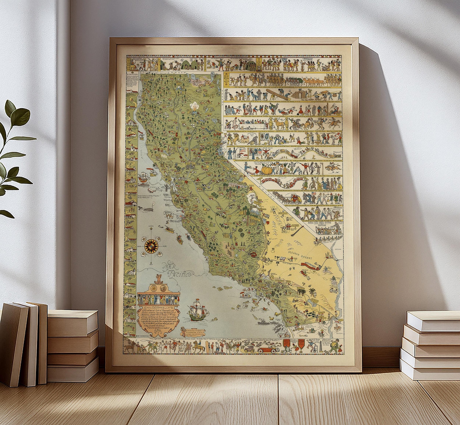 California Map Jo Mora Poster – Vintage Illustrated Map Poster ...