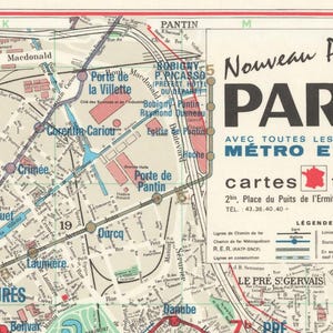 Vintage Paris Metro & Transport Map – Antique Paris Subway Poster ...