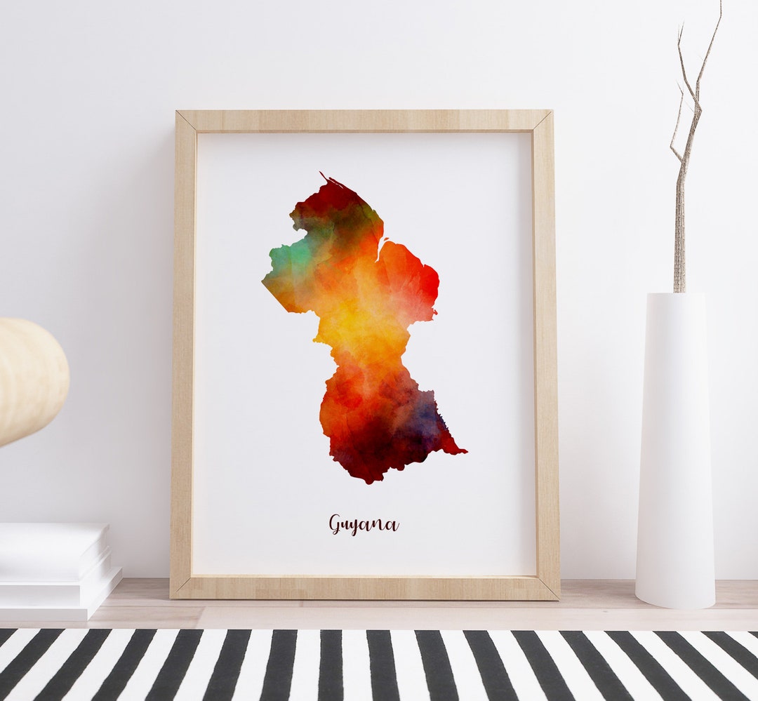 Guyana Map Print Poster Guyana Gift Travel Wall Art - Etsy