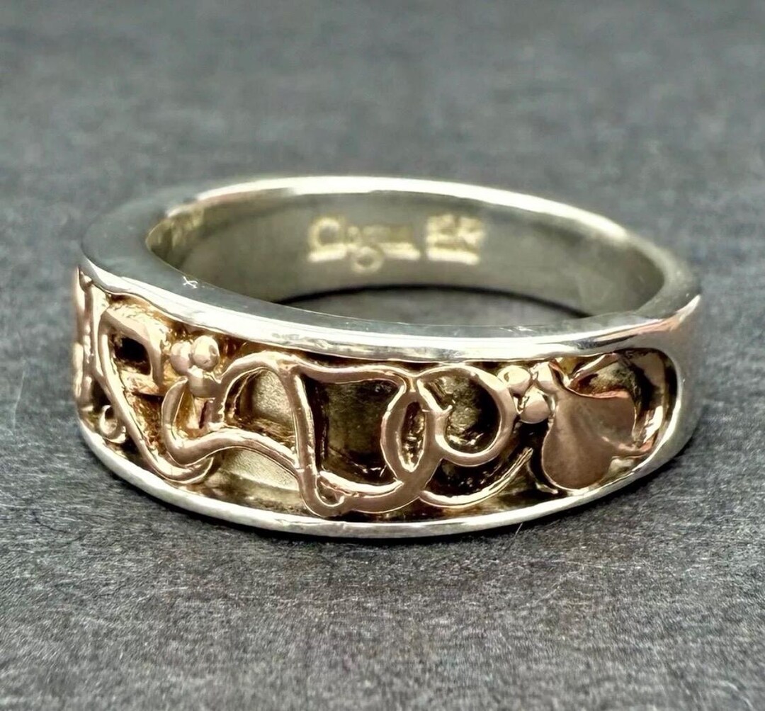 A Lovely Vintage Welsh Clogau Gold and 925 Silver “cariad” Ring Size UK ...