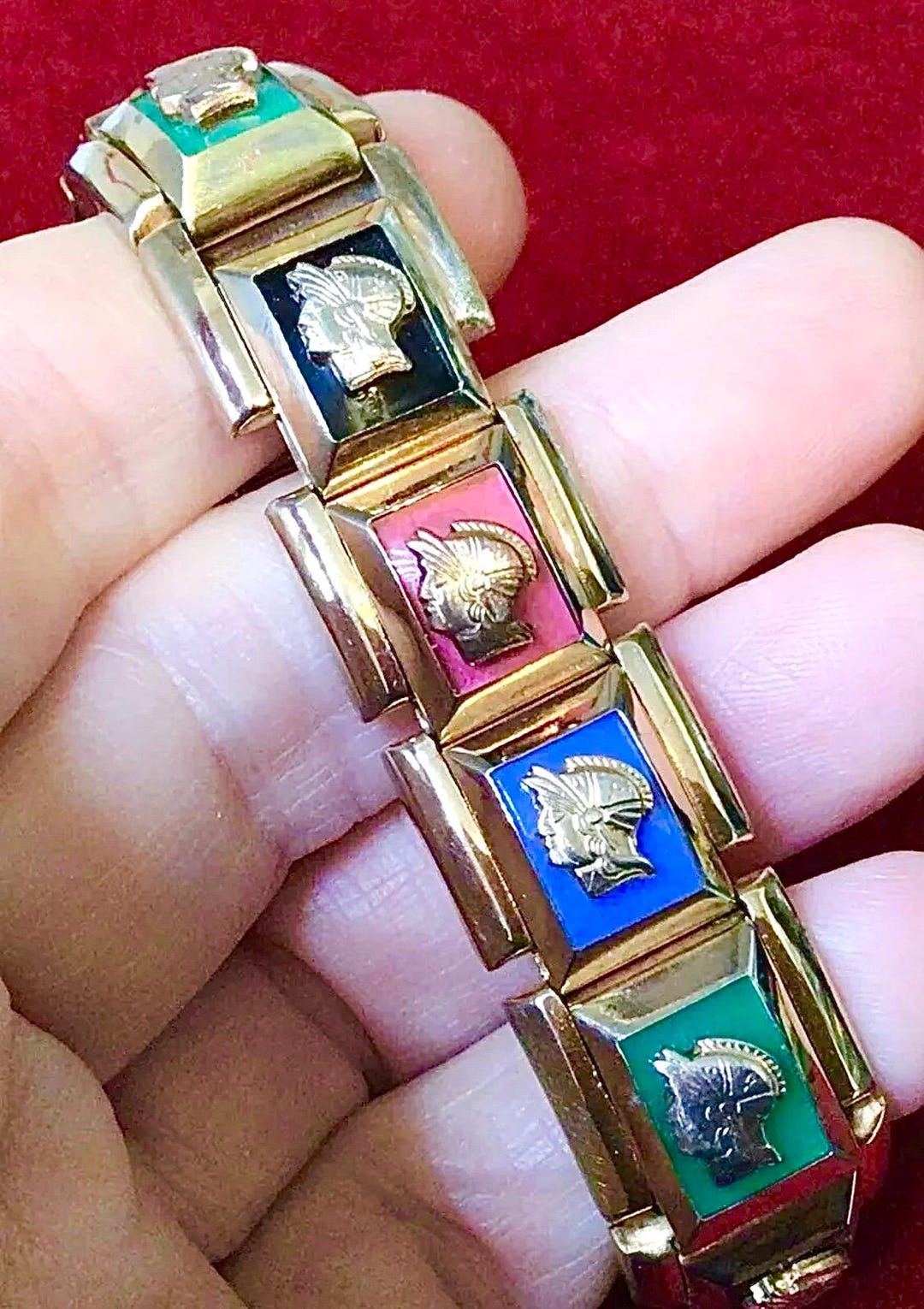 A Colourful Vintage "empire Made" "opera" Panel Bracelet - Etsy