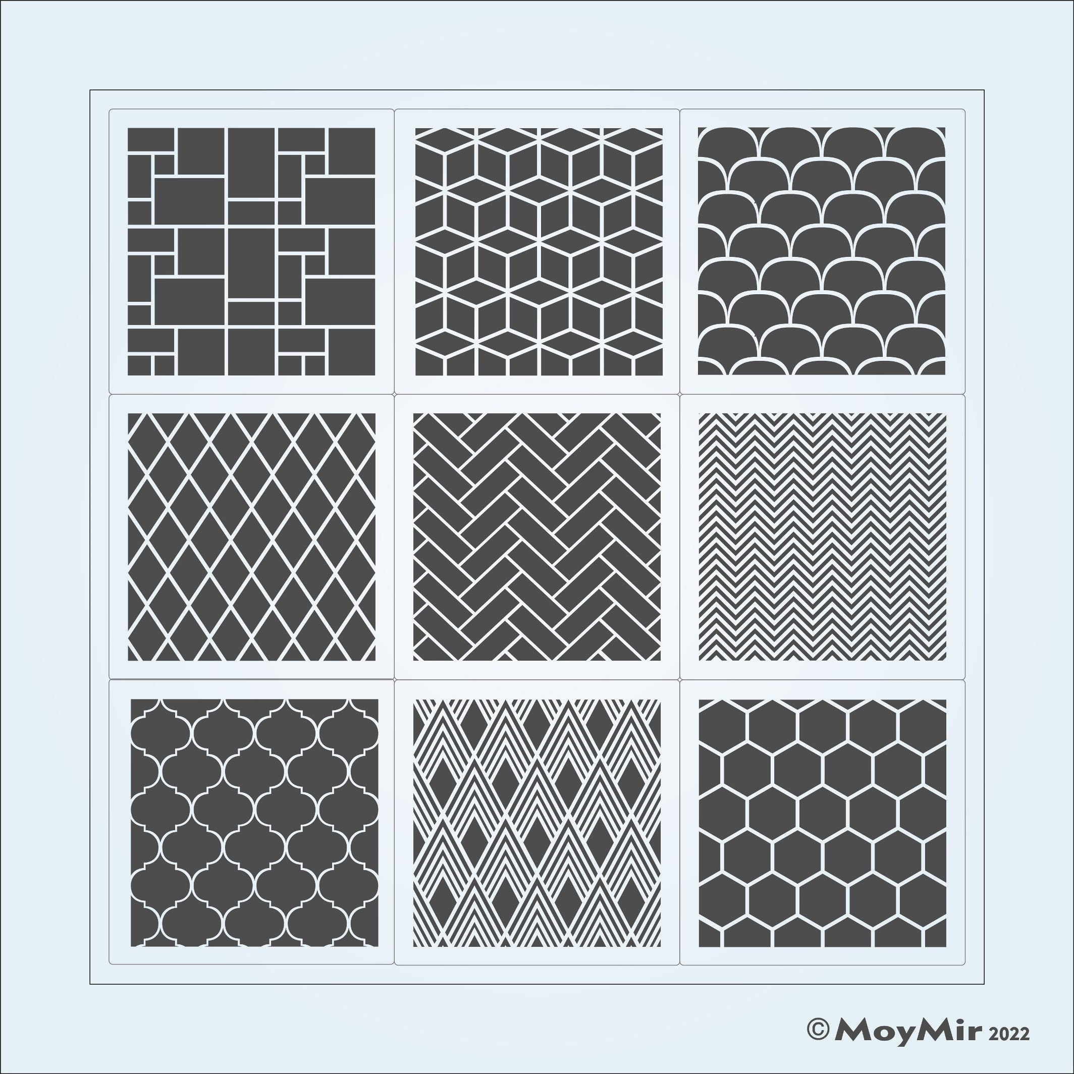 Set Of 9 Geometric Pattern Stencils 2 Sizes - Etsy