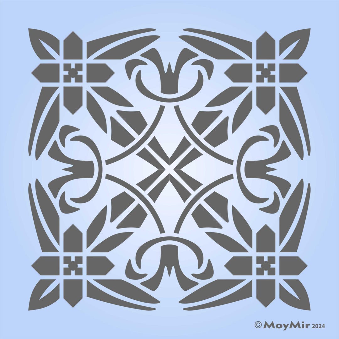 Art Nouveau / Encaustic Style Stencil/template for Tiles, Walls & Craft ...