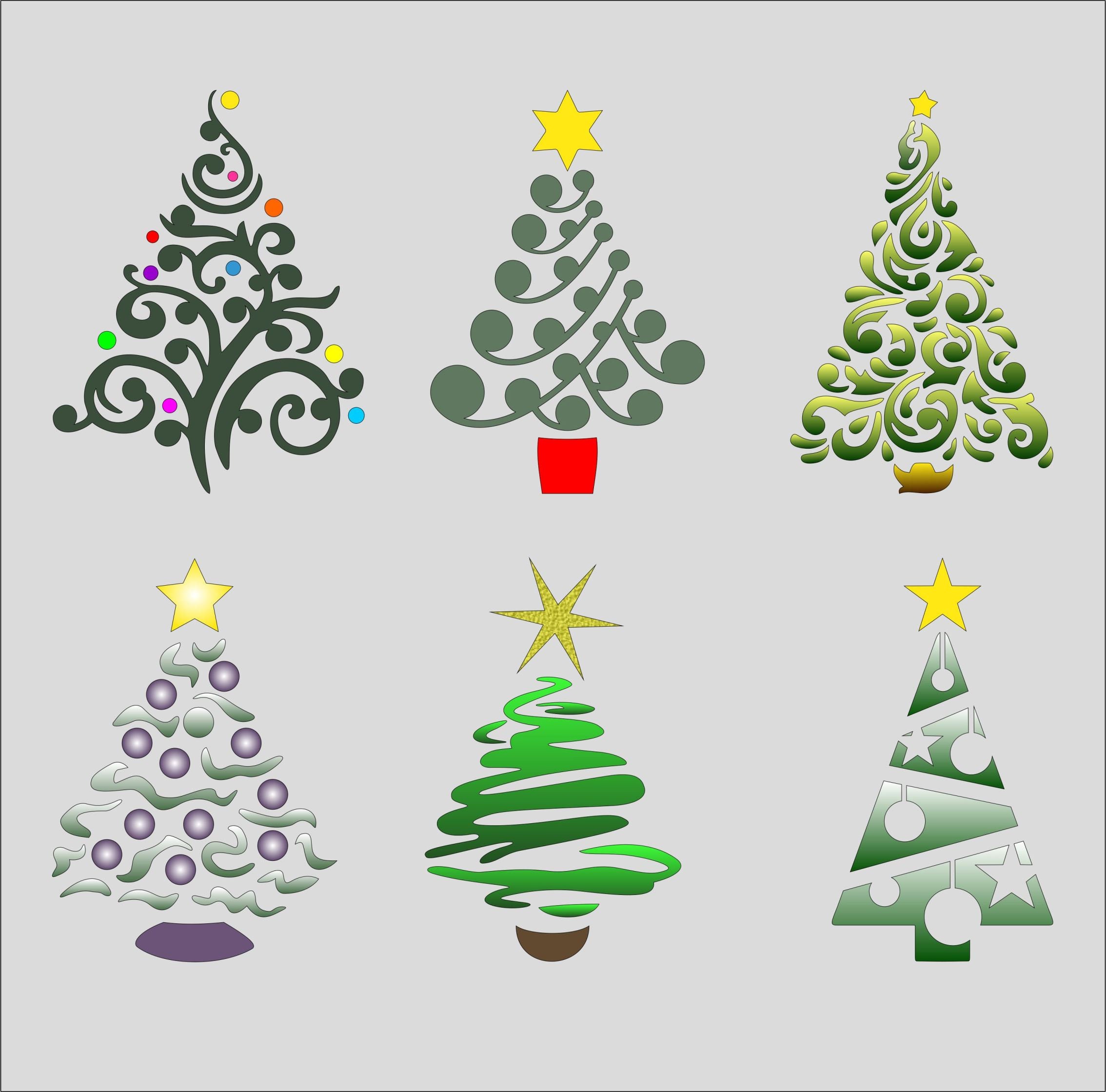 Set Of 6 Christmas Tree Stencils Etsy set-of-6-christmas-tree-stencils-etsy
