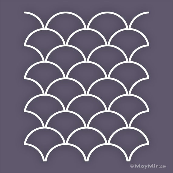 Geometric Scallop Design 4 2 Sizes for Walls Floors | Etsy