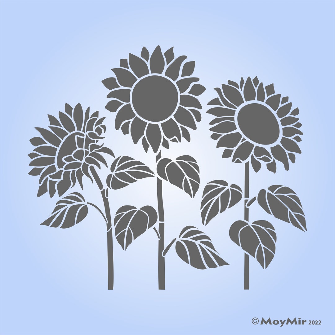 Sunflower Design Stencil - Available in 2 Sizes for DIY Crafts and Home ...